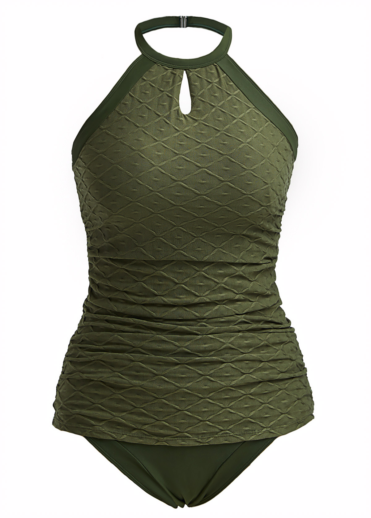 Cut Out Mid Waisted Olive Green Tankini Set | modlily.com - USD 39.98