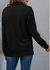 Black Button Long Sleeve T Shirt | modlily.com - USD 22.98