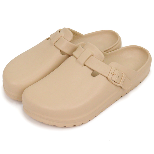 Light Camel Closed Toe Low Heel Sliders | modlily.com - USD 19.98