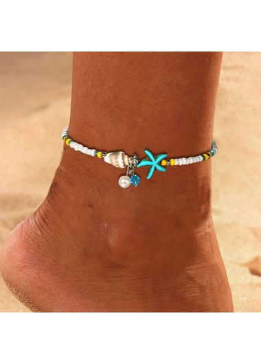 Yellow Color Alloy Detail Pearl Anklet | modlily.com - USD 8.98