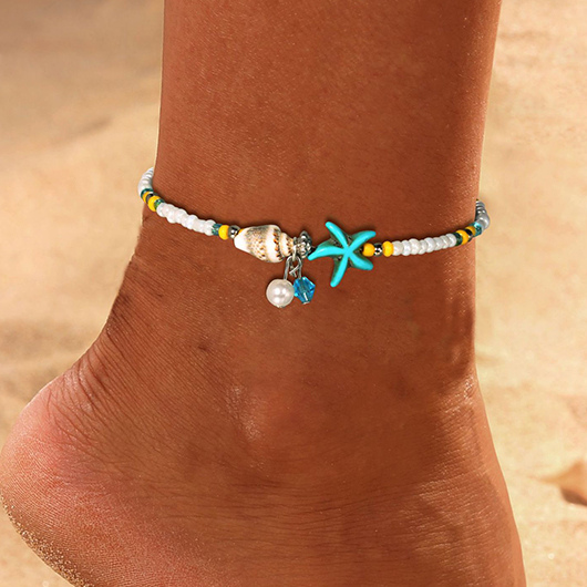 Yellow Color Alloy Detail Pearl Anklet | modlily.com - USD 8.98