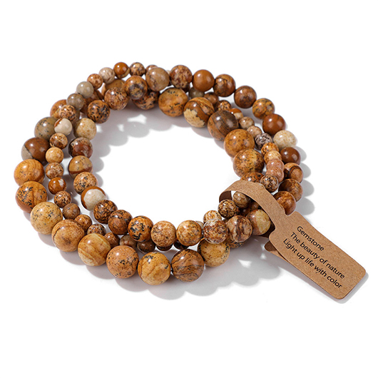 Dark Camel Geometric Beaded Bracelet Set | modlily.com - USD 19.98