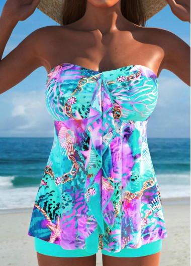 Ruffle Marine Life Print Multi Color Tankini Set | modlily.com - USD 36.98