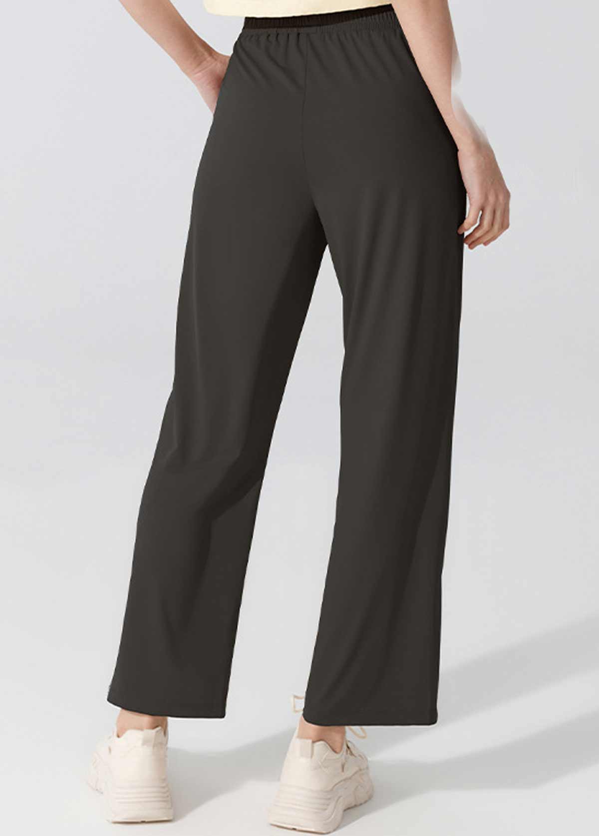 Black Lightweight Elastic Waist High Waisted Pants | modlily.com - USD ...