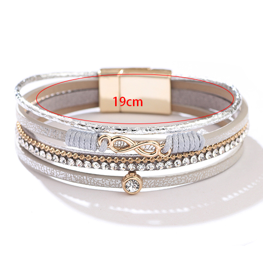Silver Rhinestones Infinity Symbol Geometric Alloy Bracelet | modlily ...