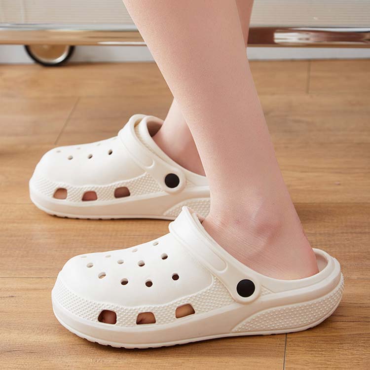 Beige EVA Round Toe Falt Sliders | modlily.com - USD 22.98