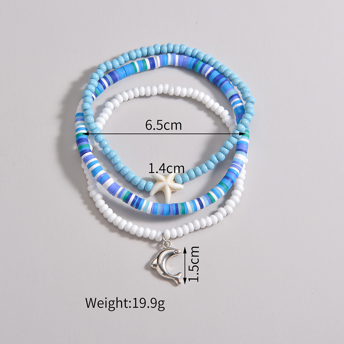 Beaded Light Blue Polyresin Anklet Set | modlily.com - USD 12.98