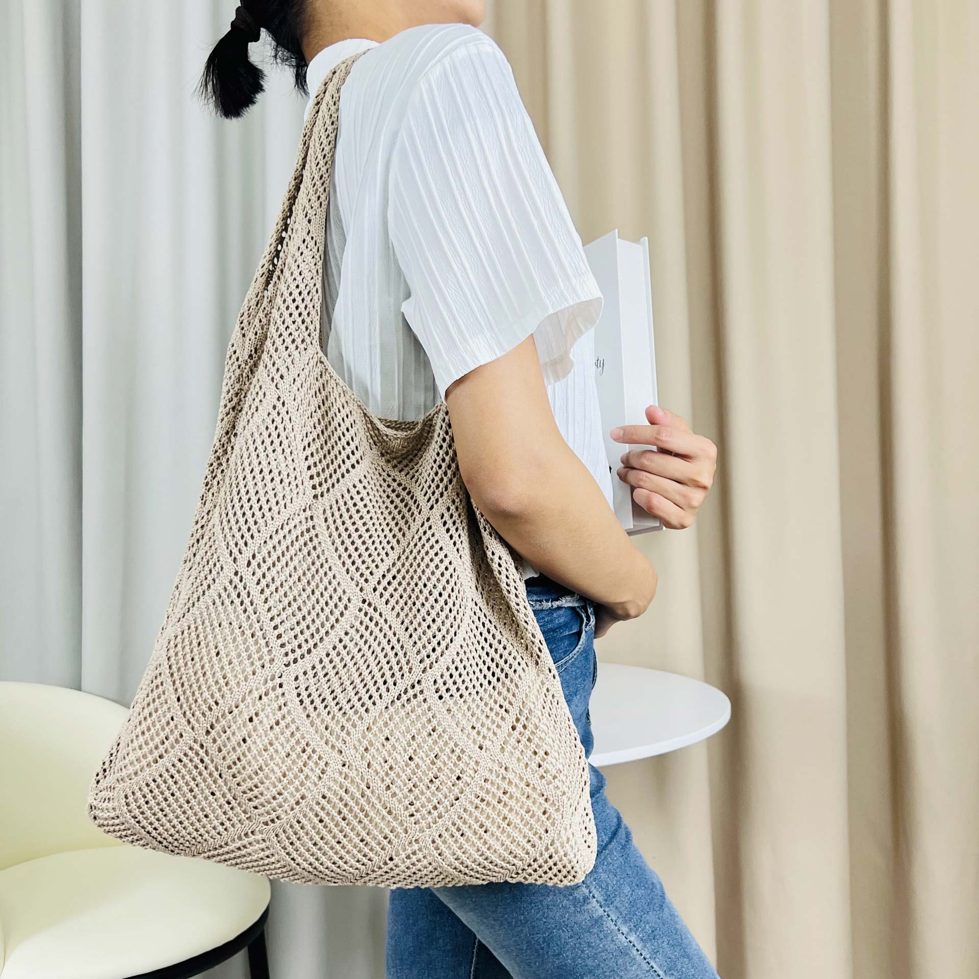 Light Camel Color Open Shoulder Bag | modlily.com - USD 25.98