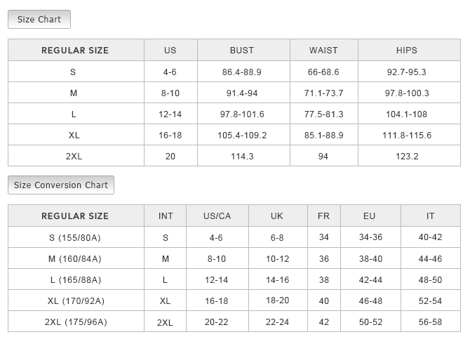 Size chart | modlily.com